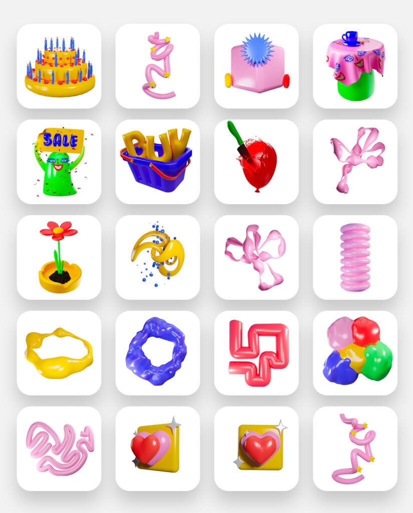 3D Elements Pack #1: Colorful and Super Cute Objects » Dirtybarn