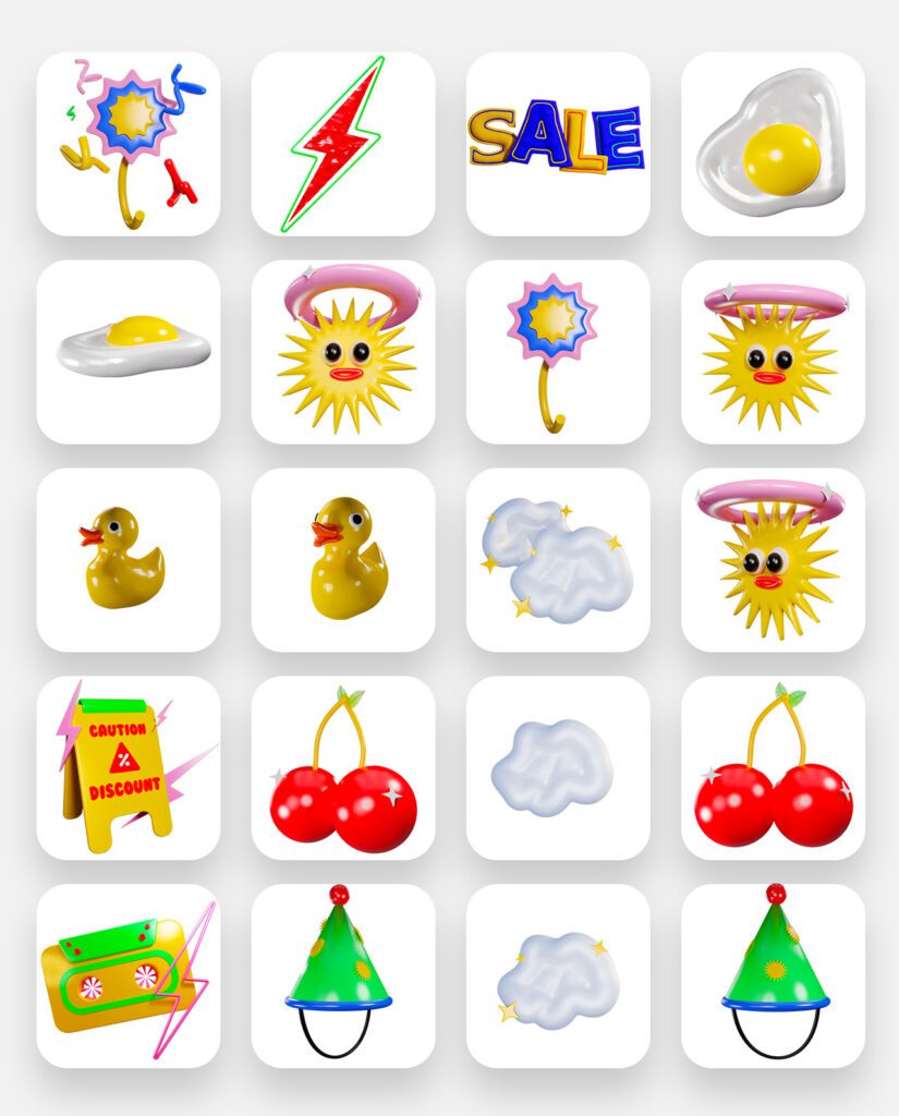 3D Elements Pack #1: Colorful and Super Cute Objects » Dirtybarn