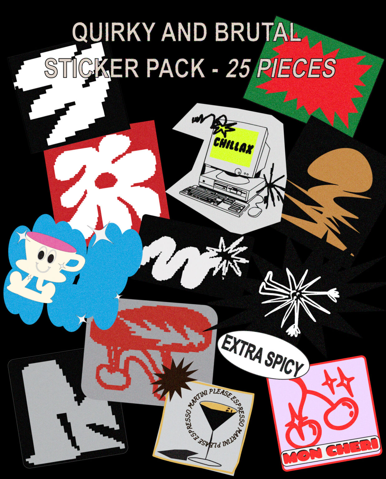 Quirky and Brutal Sticker Pack - 25 Animated Stickers » Dirtybarn