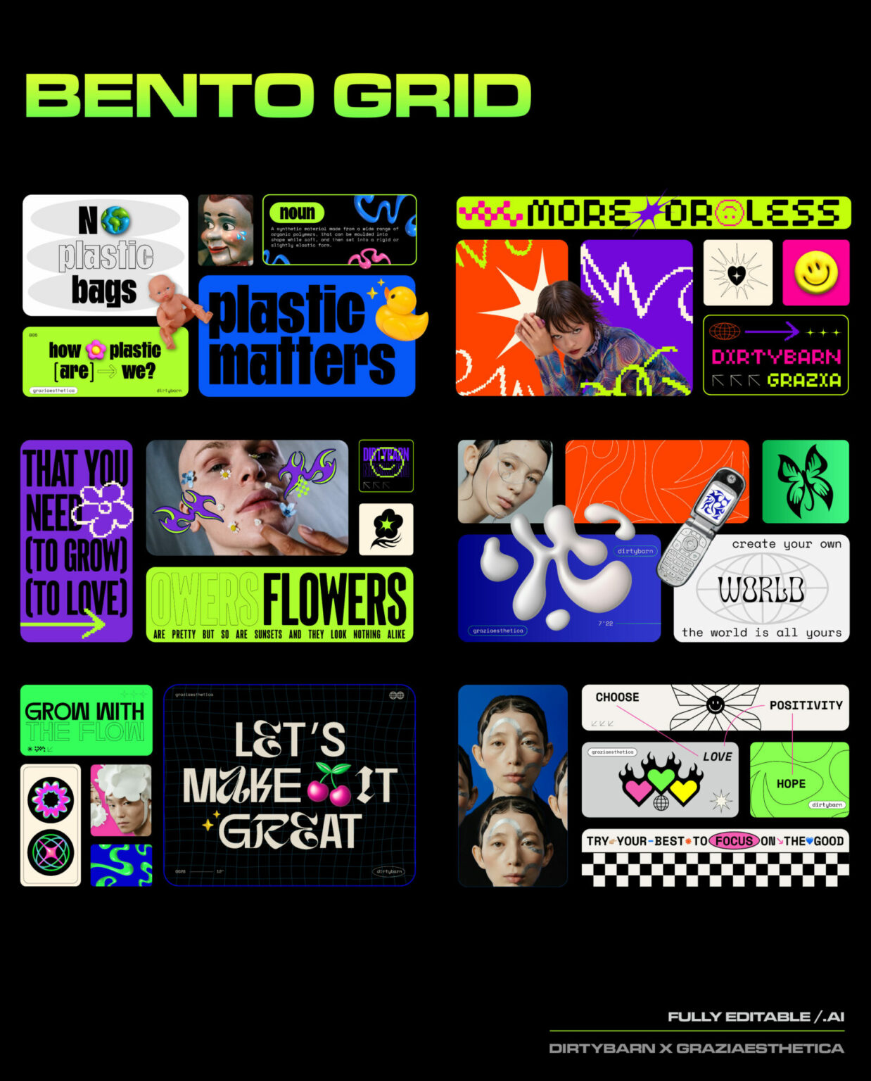 Bento Grid Social Media Templates - 6 Layouts » Dirtybarn