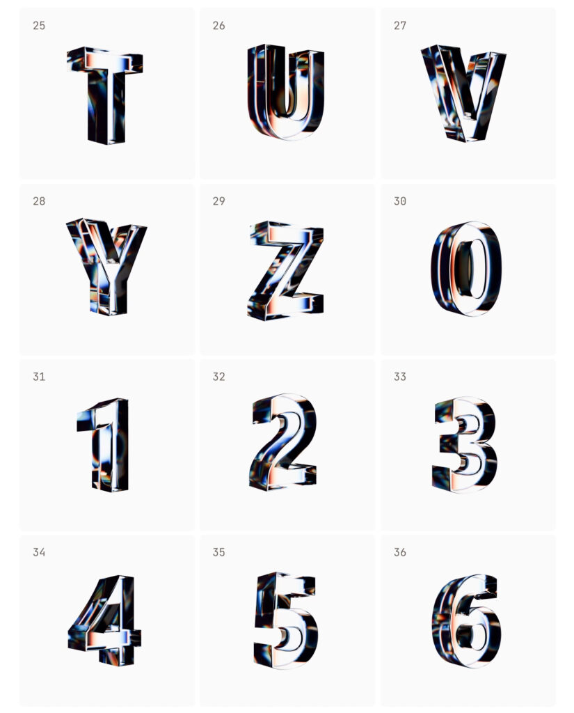 Chroma - 3D Looped Transparent Letters and Symbols » Dirtybarn